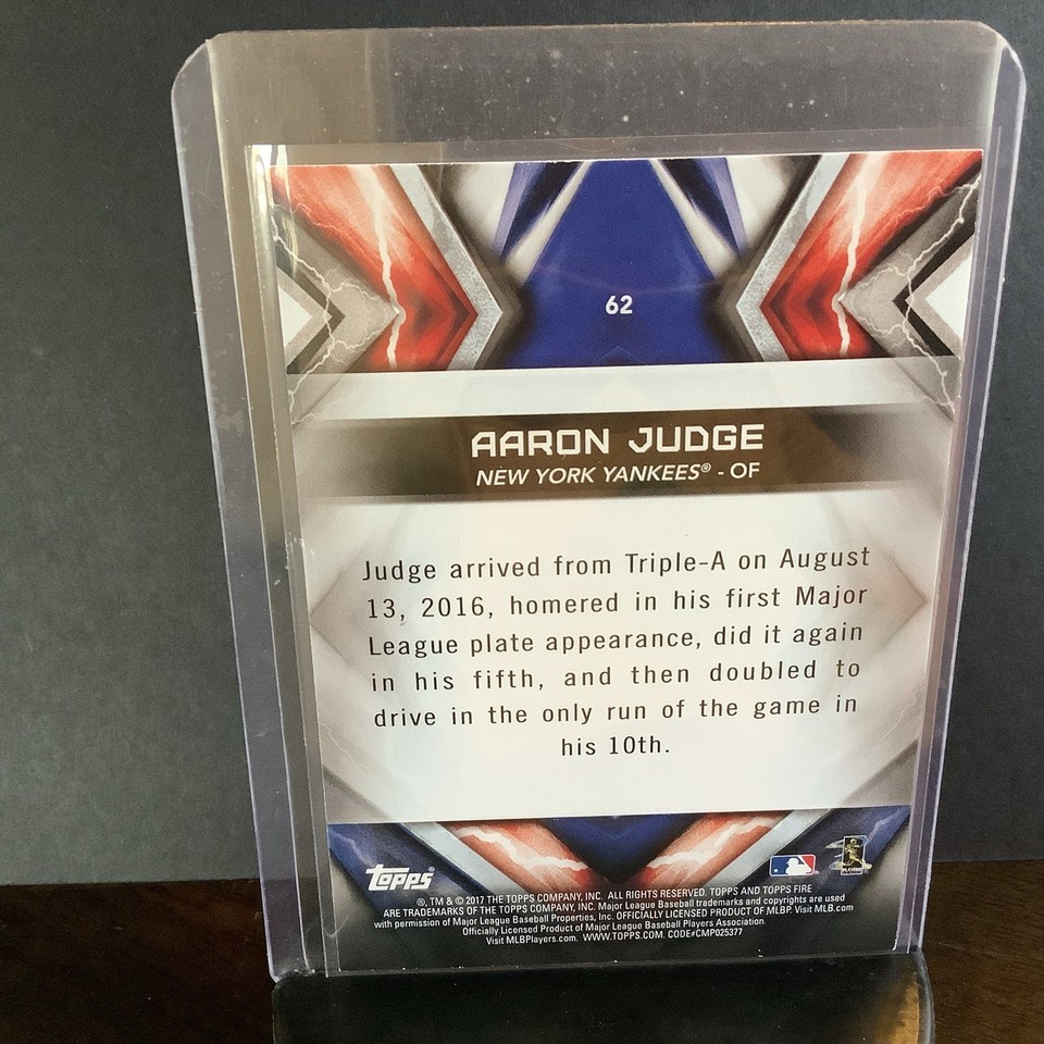 AARON JUDGE RC 2017 Topps Baseball FIRE ⚾ #62 ROOKIE New York Yankees ...