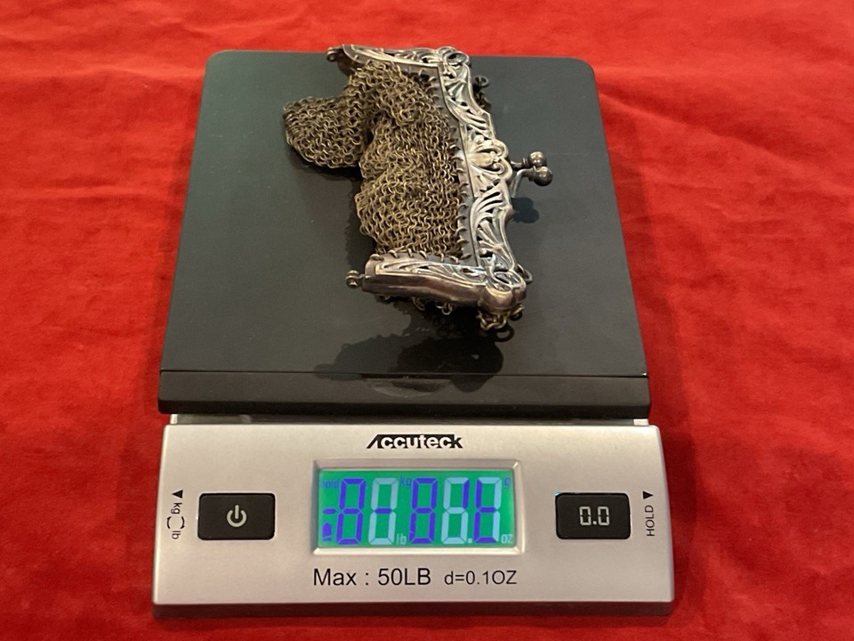 ANTIQ VTG SMALL 1920S GERMAN SILVER W&D WHITING DAVIS? EVENING METAL ...