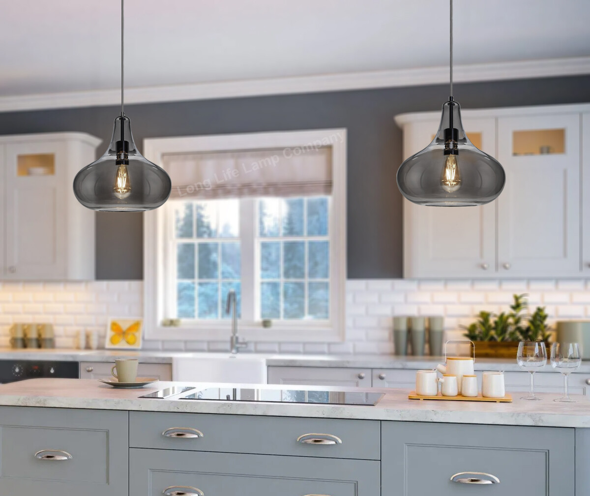 Smoke Glass Teardrop Pendant Light Azzardo Izza Teardrop Glass 5 Light