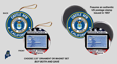 CASTLE AIR FORCE BASE Ornament / Magnet Set - Military Gift Veteran ...
