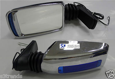 Universal Chrome Turbo Style Side Rear View Mirror Signal Light Blue ...