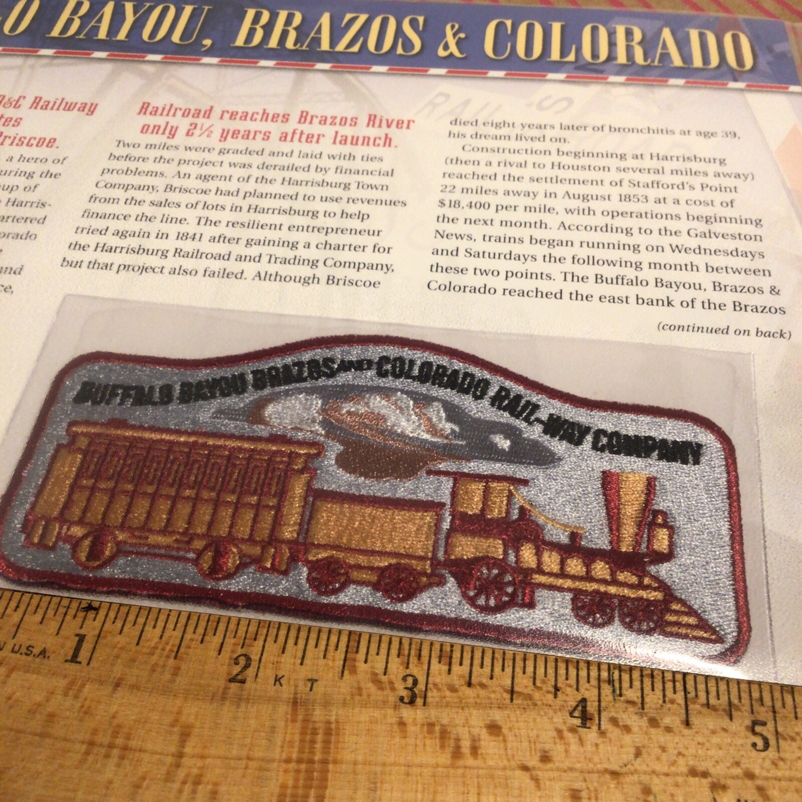 Train Railroad Patch And Info Sheet Buffalo Bayou Bravos Colorado | eBay