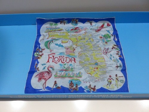 vintage 1940's Florida souvenir scarf kerchief unusual sports theme 16 ...