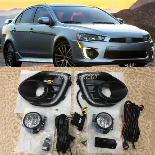 For 2016 ~ 2018 Mitsubishi Lancer Bumper Fog Lamp LED DRL Daytime ...