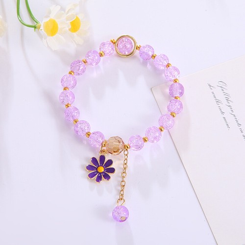 Elegant Trendy Crystal Flower Dangle Beaded Bracelet Ins Style Sweet ...