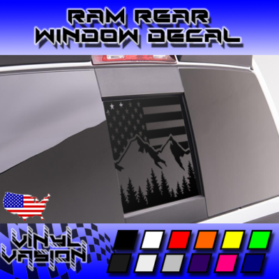 Rear Sliding Window USA Mountains Decal For Dodge Ram 2009-2018 1500 ...