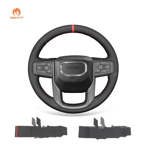 MEWANT Hand Stitch PU Leather Steering Wheel Cover for GMC Sierra 1500 ...