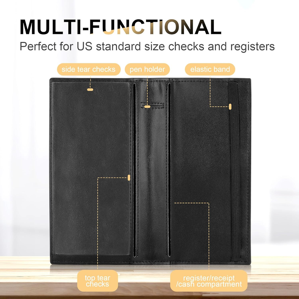 Checkbook Covers for Personal Checkbook Holder RFID Premium Vegan ...