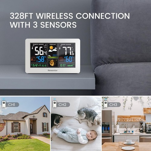 Color Display Wireless Weather Station with 3 Sensors | eBay