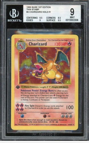 Pokemon Charizard Base Set Shadowless 1st Edition Holo Rare #4 BGS 9 | eBay