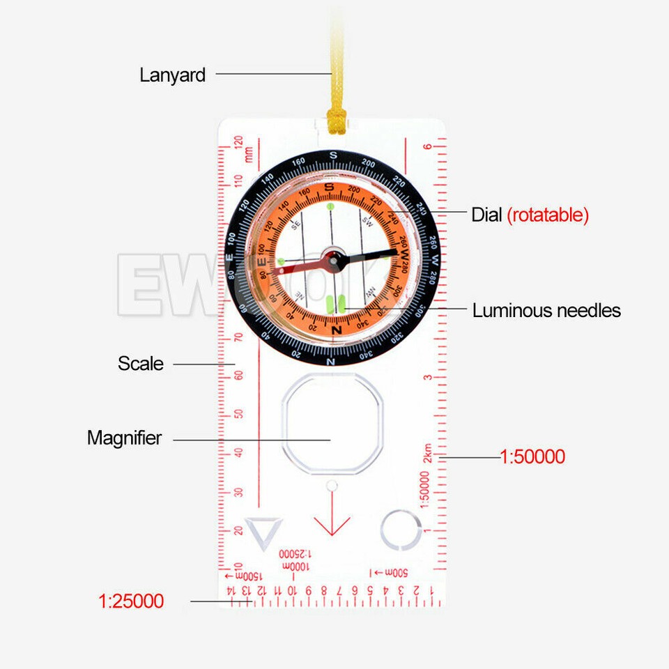 2X Orienteering Baseplate Compass Lensatic Map Tactical Army Gear ...
