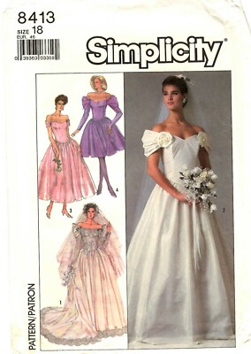 Simplicity Sewing Pattern Women's WEDDING BRIDE BRIDESMAID DRESS 8413 ...