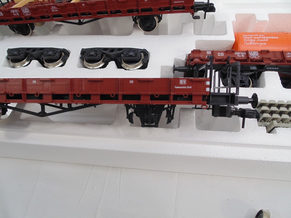 Marklin 1 Gauge 5407 Rungenwagen Train Stake Set Flat Car w/Boiler ...