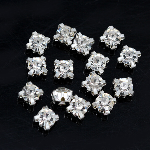1440pcs 4mm Round Glass Crystal Rhinestone Sew on Silver Bottom Beads ...