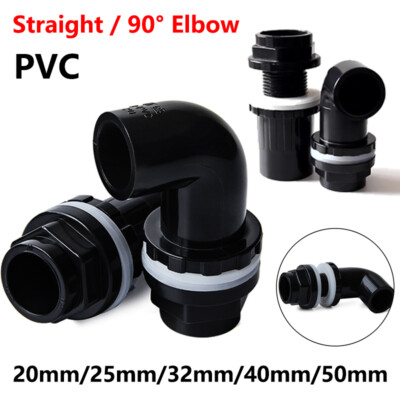 PVC 90° Elbow Pipe Fittings 20mm~50mm Tank Connector Bulkhead For ...