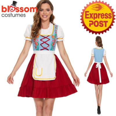 N732 Ladies Oktoberfest Wench Dirndl German Dress Up Bavarian Beer Maid ...
