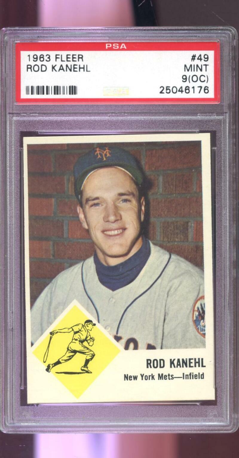 1963 Fleer #49 Rod Kanehl New York Mets MINT PSA 9 (OC) Graded Baseball ...