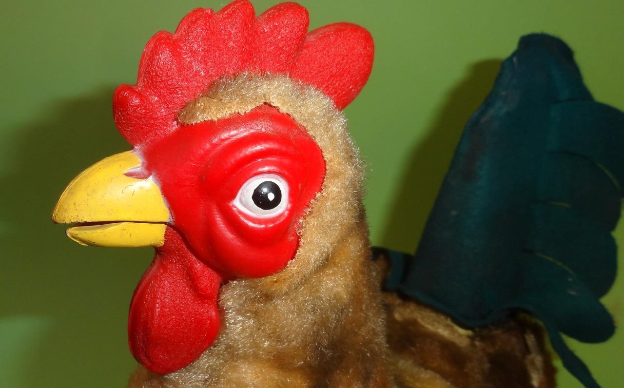 VTG CROWING ROOSTER TIN PLATE BATTERY ANIMAL TOYS YONEZAWA JAPAN 1950 ...