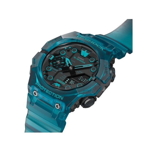 Casio G-Shock Analog-Digital Transparent Turquoise Blue-Black Watch ...