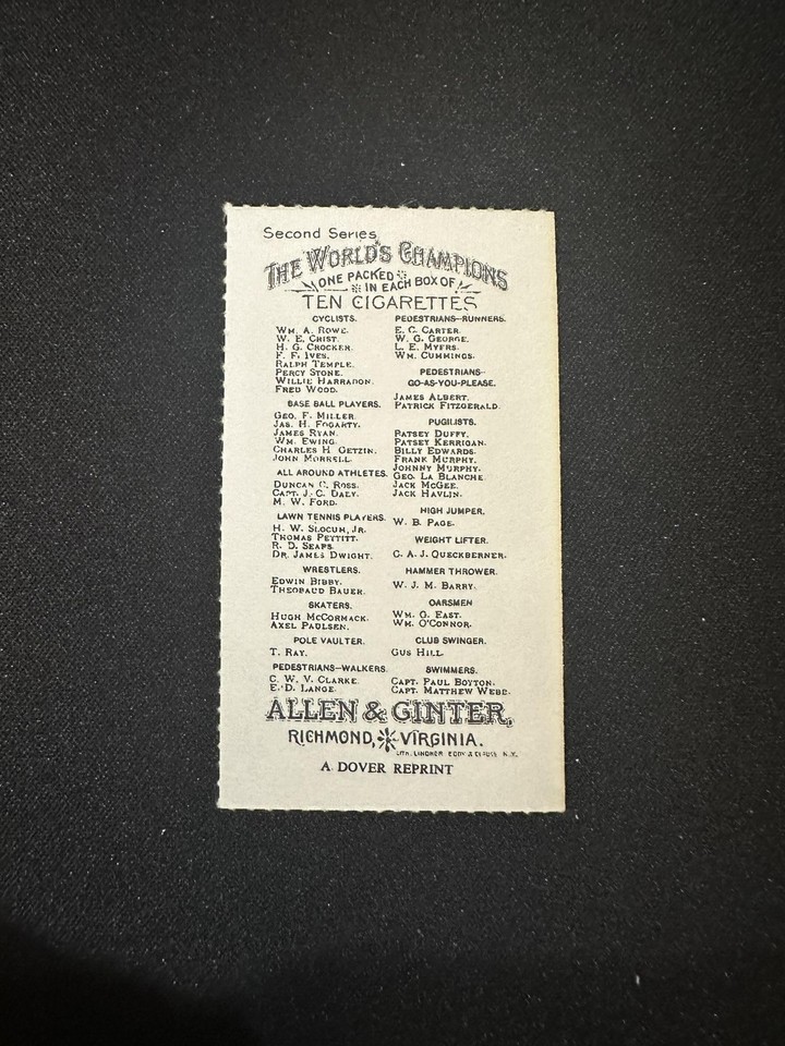 1977 Dover Reprint Ginter Champions Jas. H. Fogarty Philadelphia | eBay