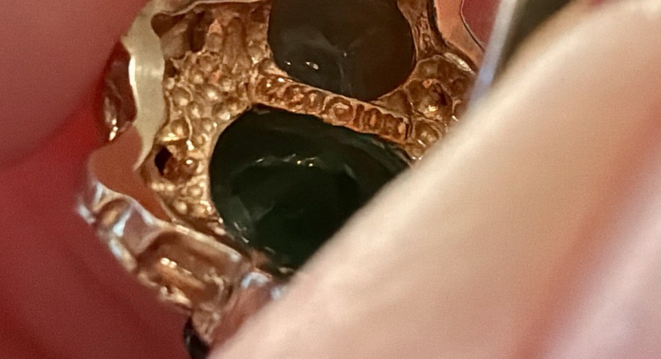 Vintage 10k Yellow & Black Hills Gold Ring W Green Helenite Stone Size ...