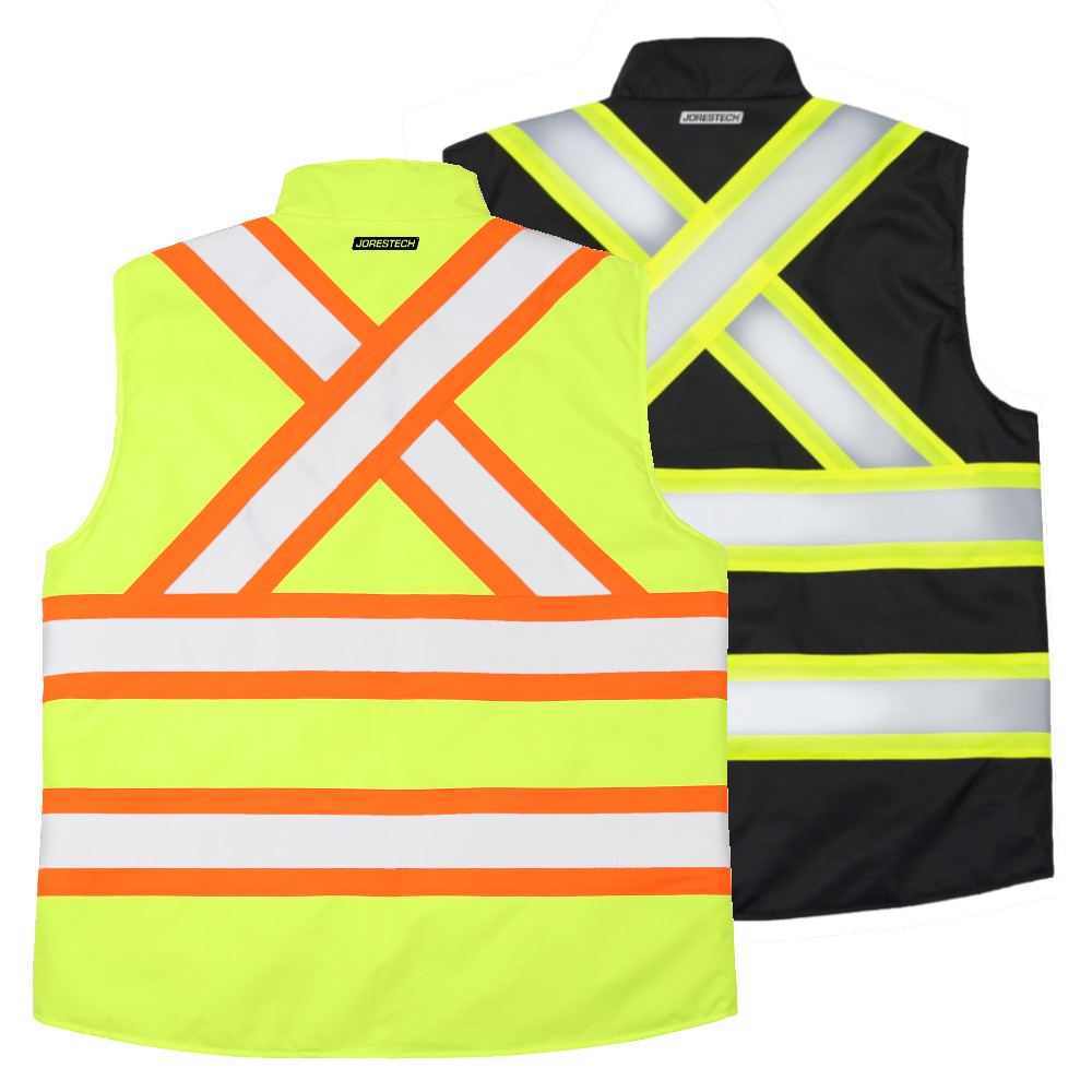 Hi Vis Visibility Reversible Bodywarmer Safety JORESTECH Vest With X on ...