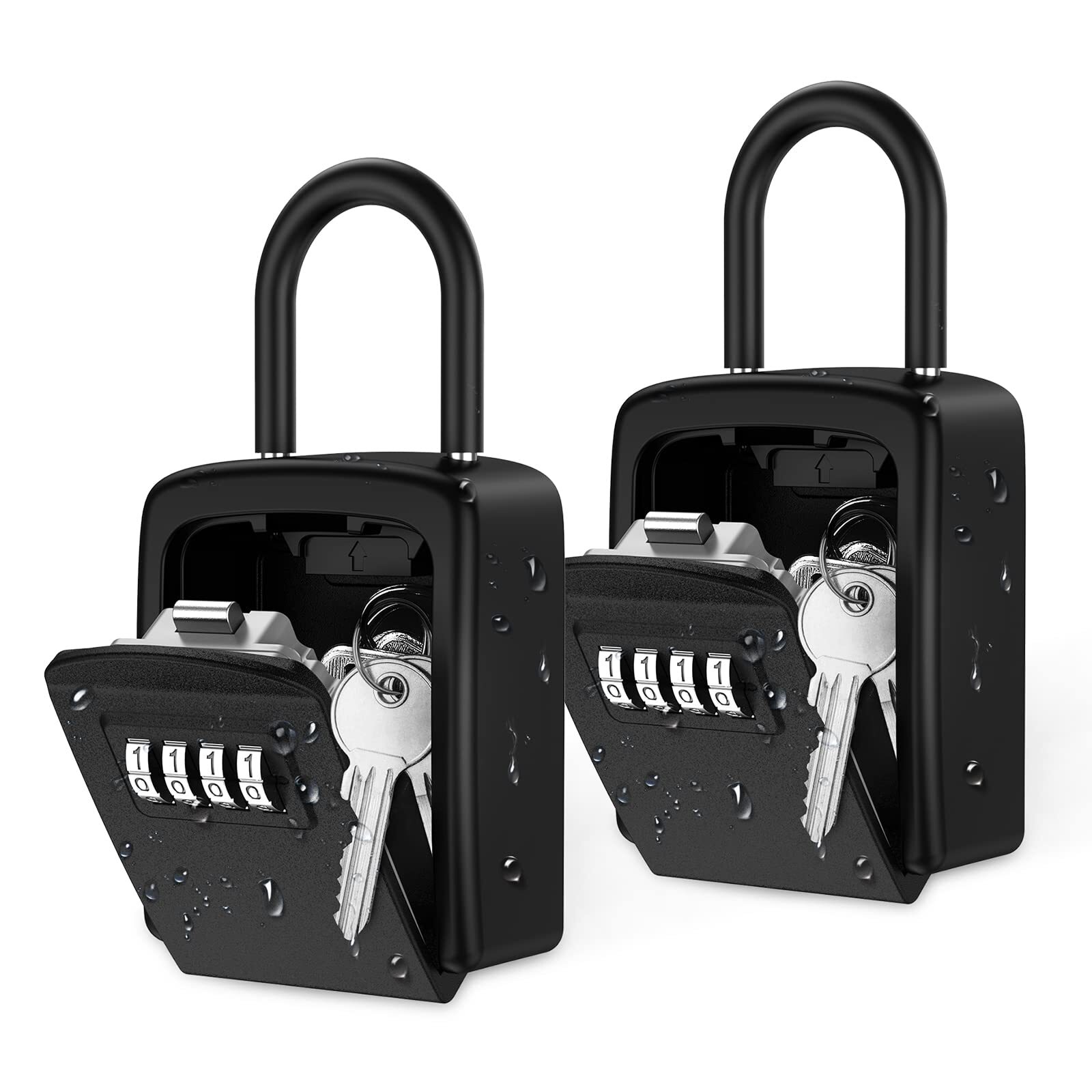 Key Lock Box, 2 Pack] Key Safe Box for Key, Weatherproof 4 Digit ...