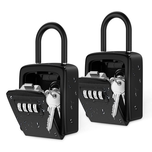 Key Lock Box, 2 Pack] Key Safe Box for Key, Weatherproof 4 Digit ...