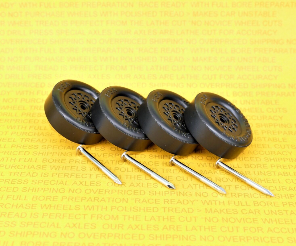 BSA Pinewood Derby Speed Wheels & Polished Axles Mold Match Race Ready ...