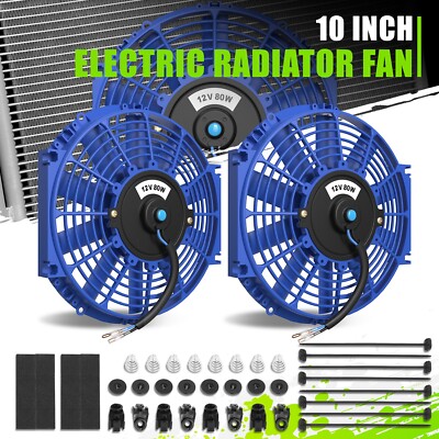 2 Set 10" High Performance Electric Slim Radiator Cooling Fan+Mounting ...