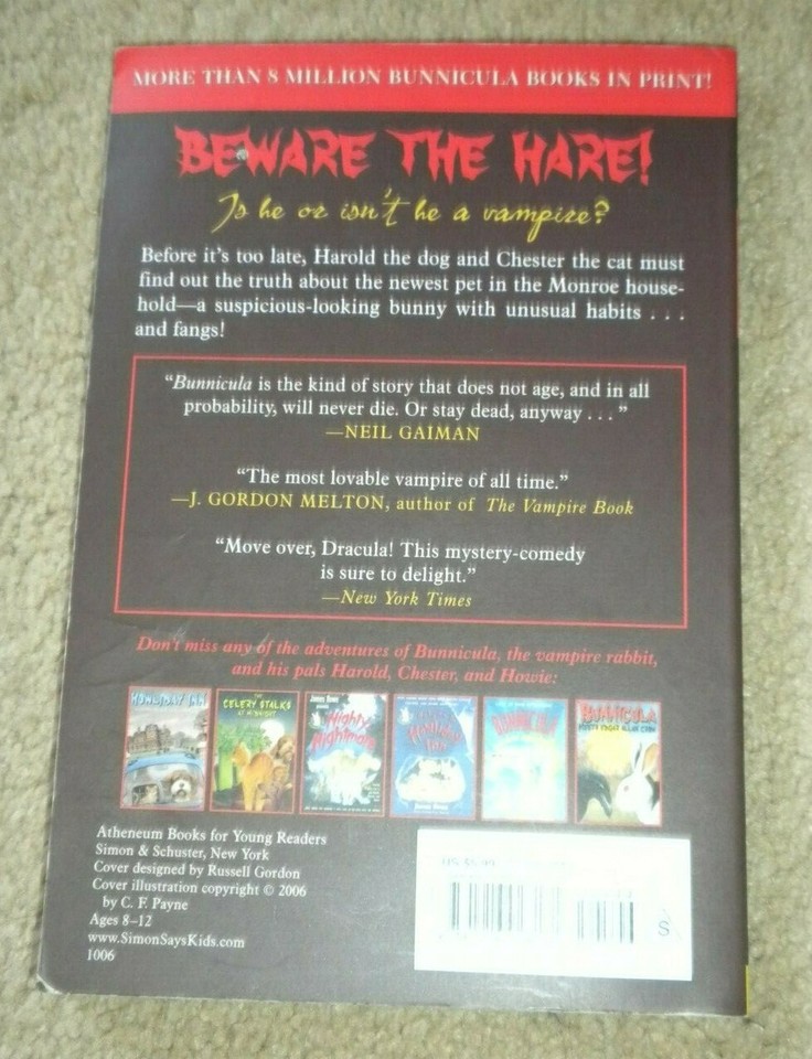 Bunnicula Paperback Softcover A Rabbit-Tale of Mystery Deborah and ...