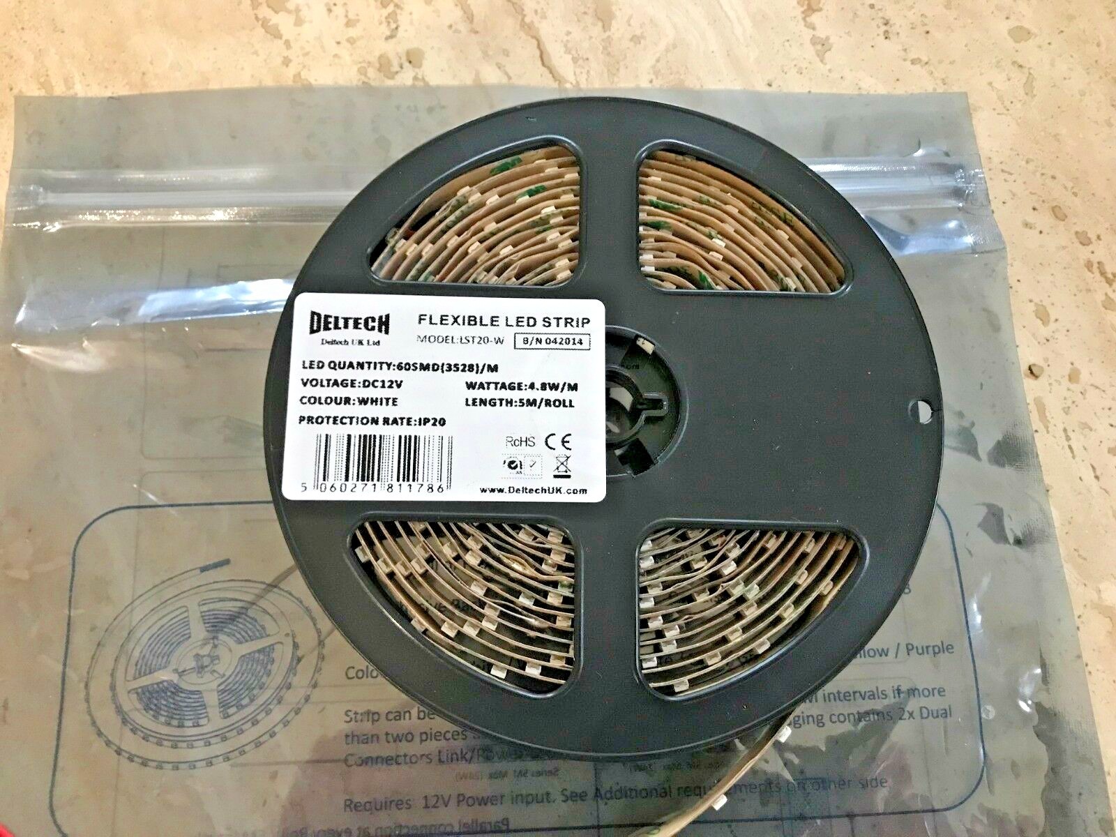 WHITE 5M LED Light Strip Tape Cabinet Kitchen Lighting 12V Deltech LST ...