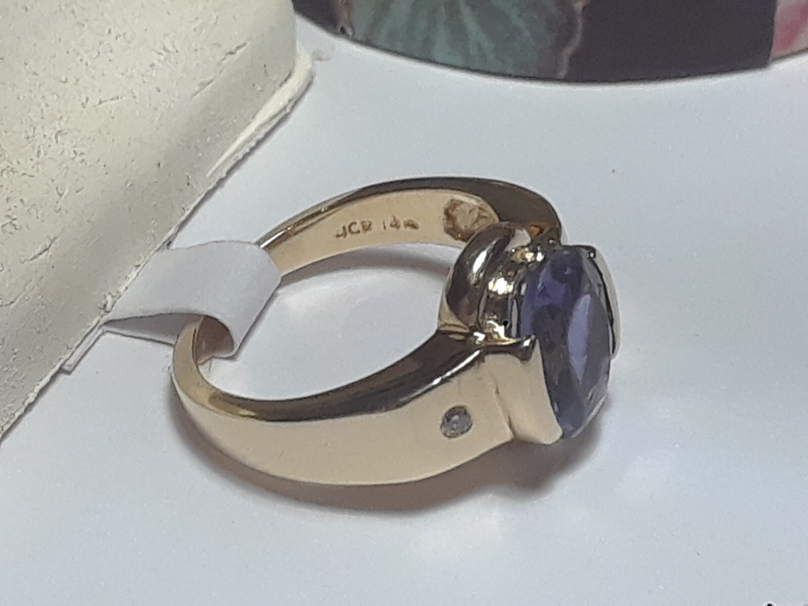 Estate 1.75ct Natural Tanzanite & Diam JC Rinker 14Kt YG 1/2 bezel S-4 ...
