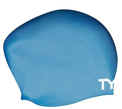 TYR Long Hair Wrinkle Free Silicone Swim Cap - Swimming Hat - Blue ...