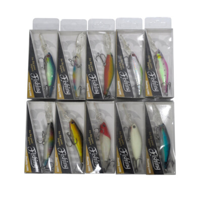 10Pcs 90mm Deep Diving Long beak Minnow Fishing Lures Crankbait Bass ...