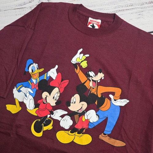 Vintage 90s Mickey Inc Disney Cartoons Maroon Print XL T Shirt USA ...
