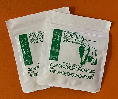 2 Mountain Gorilla American Orthodontics Elastics Braces Bands 200 qty ...