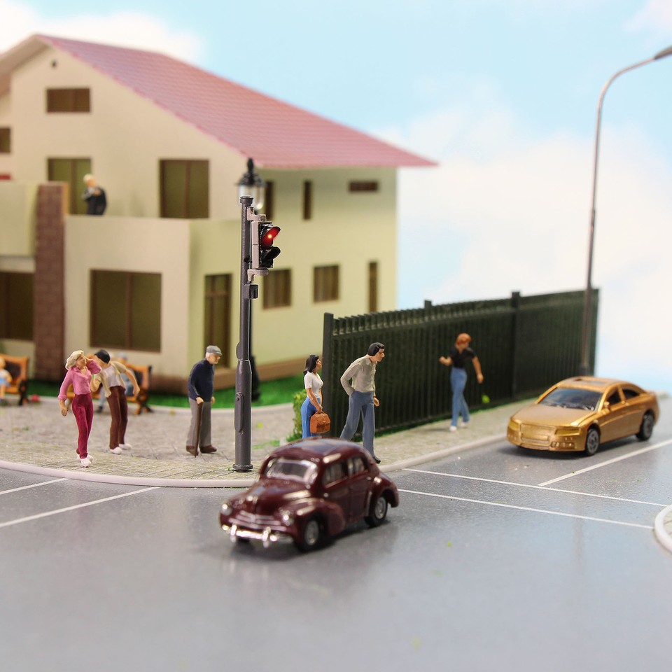 4pcs HO Scale Traffic Signal Red Green 1:87 Block Lights Model Railway ...