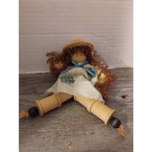 6 1/2" Wooden Thread Spool Country Wood Handmade Craft Doll | eBay