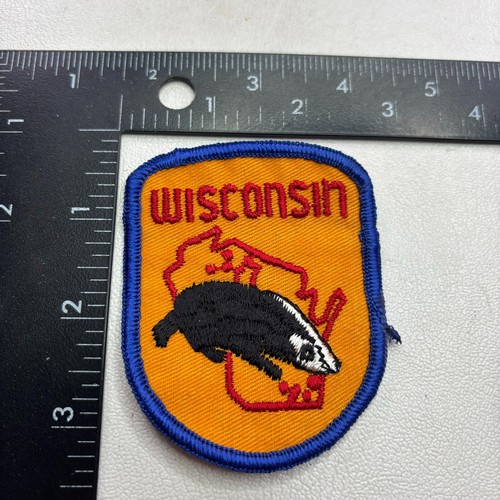 Vintage c 1980s WISCONSIN BADGER On State Map Shape Patch (Travel ...