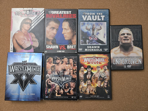 WWE Wrestling DVD Mix Lot of 7 - Wrestle Mania Shawn Michaels Bret Hart ...