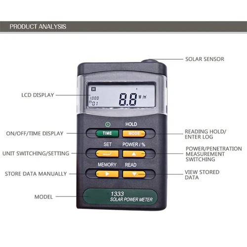 TES-1333/1333R Solar Radiation Meter Power Measuring Tool Measuring ...