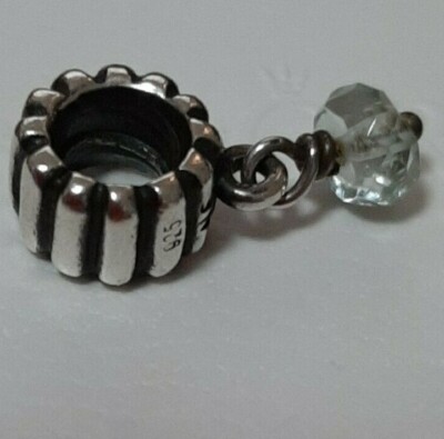 GENUINE AUTHENTIC PANDORA BIRTHSTONE APRIL QUARTZ CRYSTAL DANGLE CHARM ...