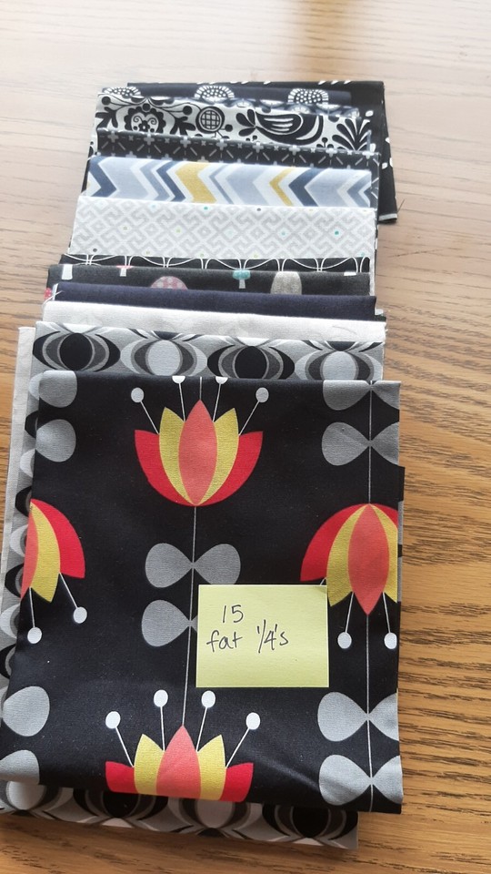 Currated Bundle of 14 Black and Ivory Toned Fat Quarters 100% Cotton ...