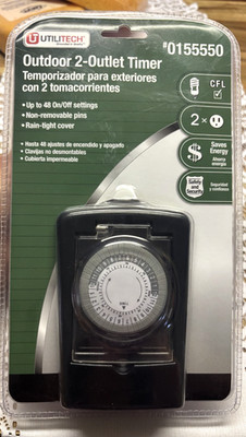 Utilitech Outdoor 2-Outlet Timer 0155550 Rain-Tight Cover & 48 On/Off Settings | eBay