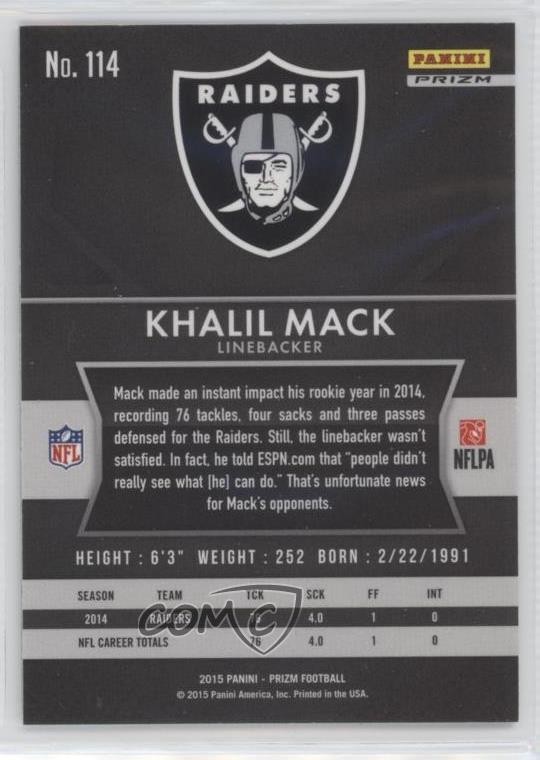 2015 Panini Prizm Silver Prizm Khalil Mack #114 | eBay