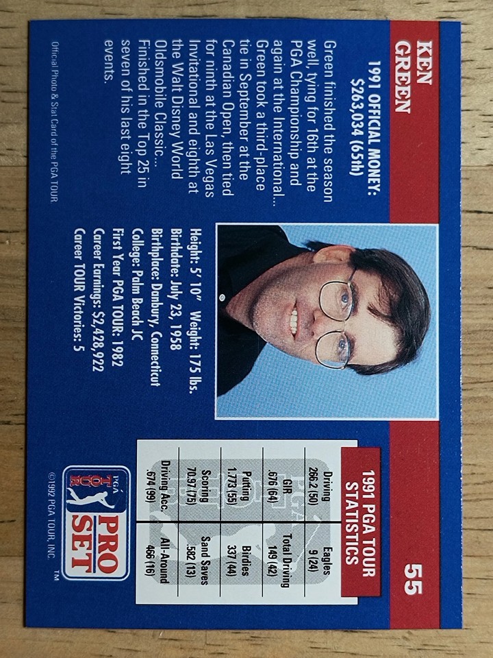 1992 Pro Set #55 Ken Green | eBay