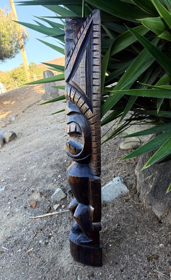 Hawaiian Kane Tiki God Half Statue hand Carved 39"x 8"in | eBay
