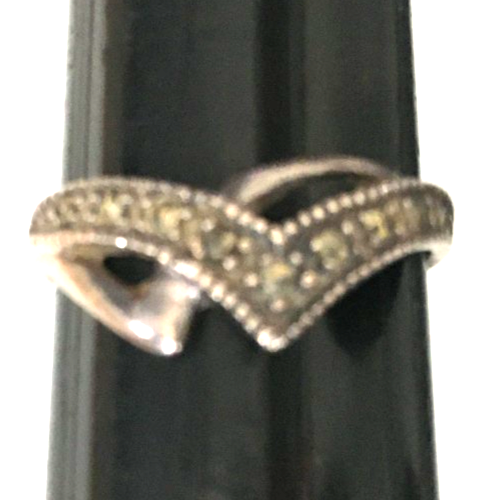 Vtg Ring MARKED CW 925 STERLING SILVER Size 6.5 Marcasite Band Jewelry ...