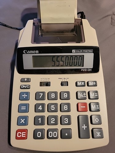 Canon P23-DH V Printing Calculator 2 Color Print W Power Cord And Paper ...